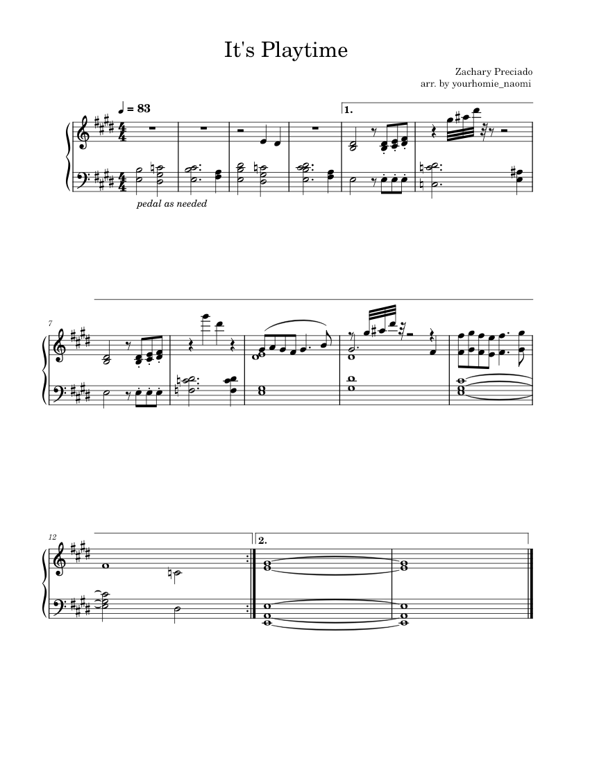 It's Playtime (Poppy Playtime) ~ Piano Sheets Sheet music for Piano ...