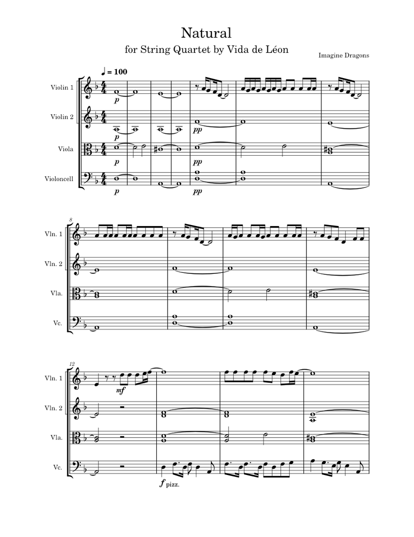 Natural – Imagine Dragons Sheet music for Violin, Viola, Cello (String ...