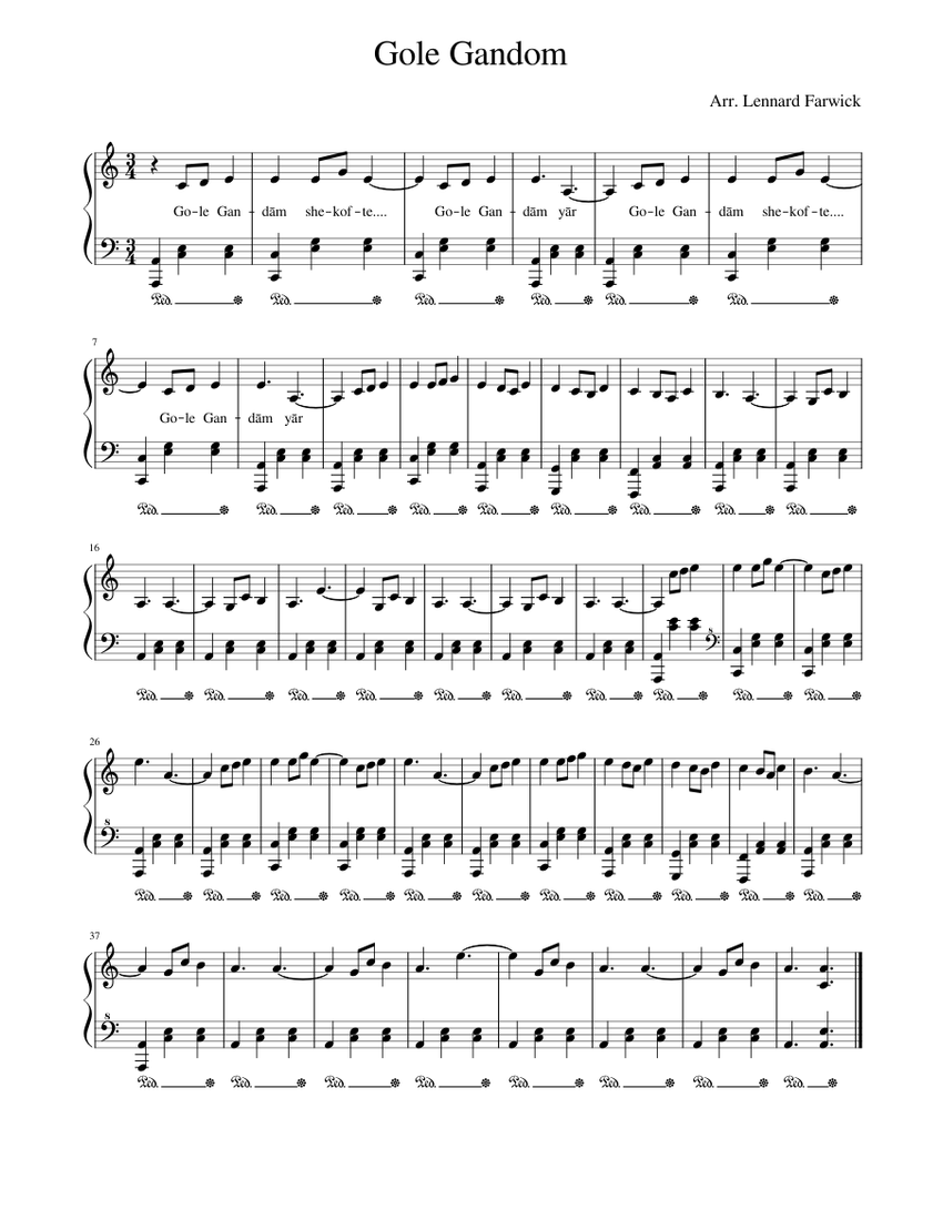 Gole Gandom Sheet Music for Piano (Solo) easy | MuseScore.com