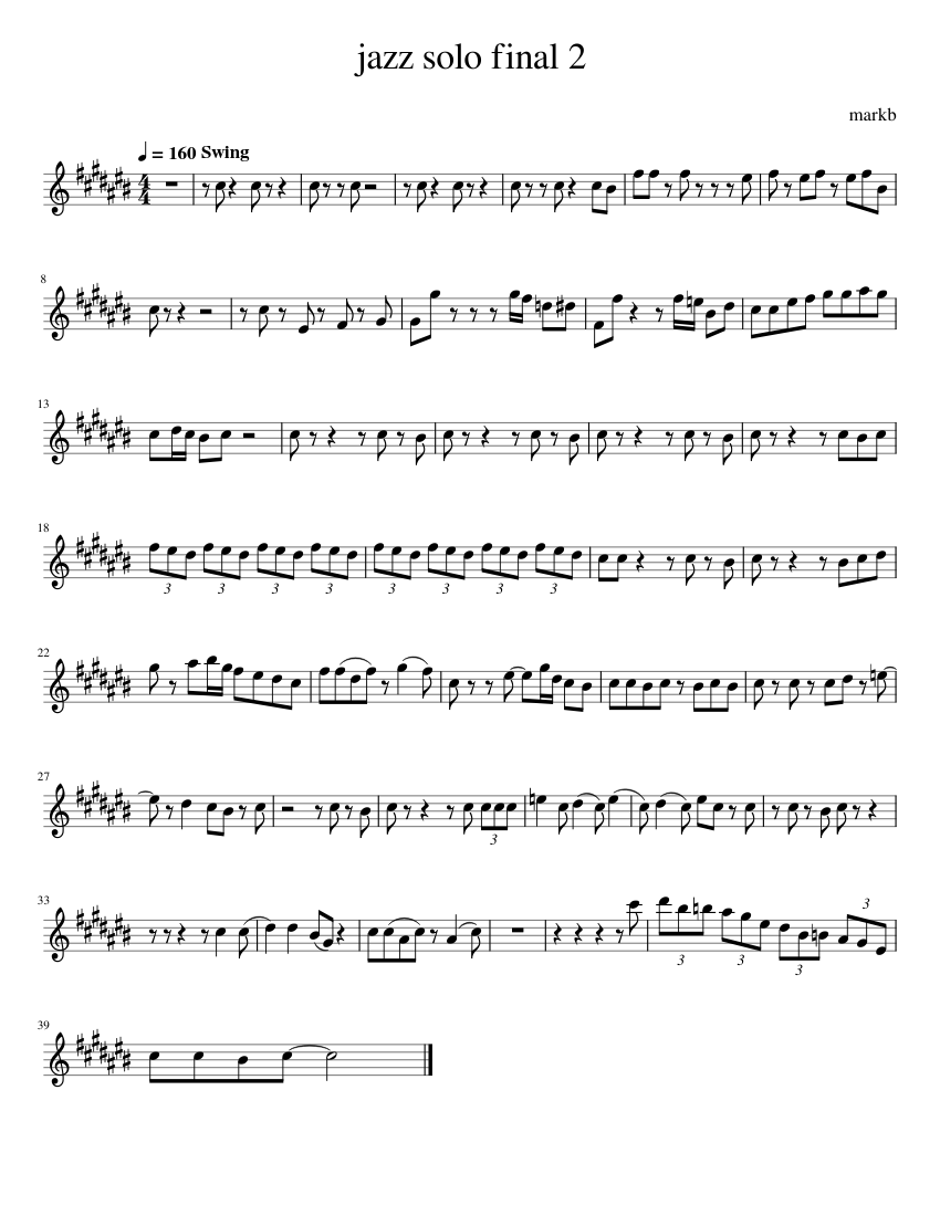 jazz solo final 2 Sheet music for Saxophone baritone (Solo) | Musescore.com