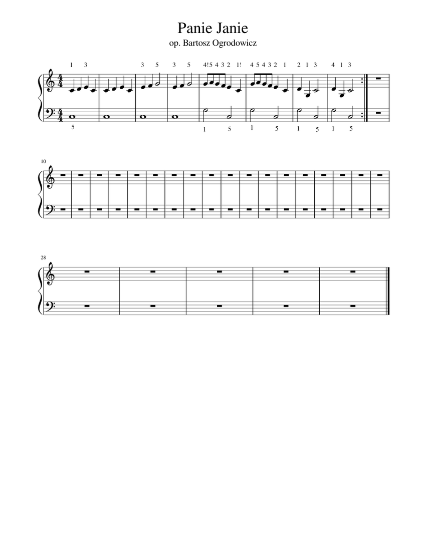 Panie Janie Sheet Music for Piano (Solo) Easy | MuseScore.com