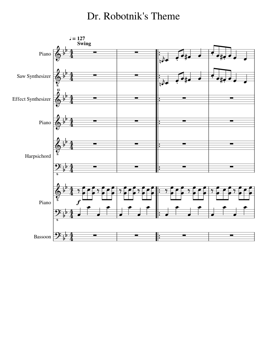 Dr Robotnik's Theme (The Adventures of Sonic The Hedgehog) Sheet Music ...