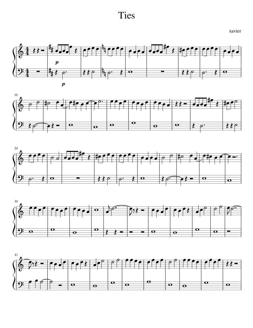 Ties Sheet Music for Piano (Solo) easy | MuseScore.com