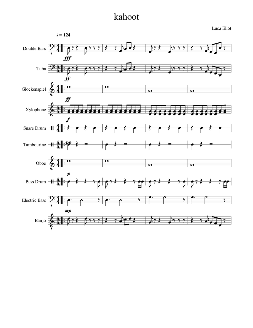 kahoot Sheet music for Tuba, Tambourine, Oboe, Contrabass & more ...
