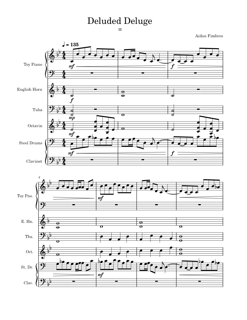 Deluded Deluge Sheet music for Piano, Tuba, Clavichord, Oboe & more ...