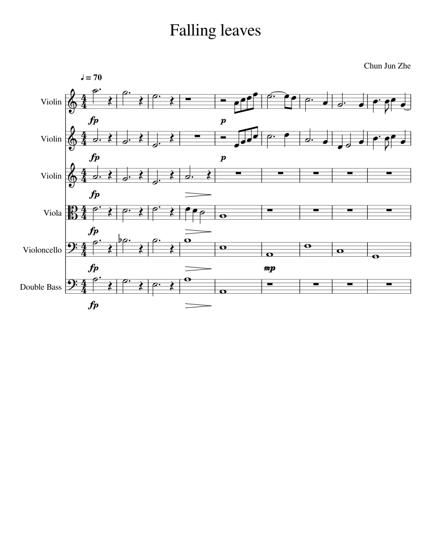Falling leaves Sheet music for Contrabass, Violin, Viola, Cello (Mixed ...