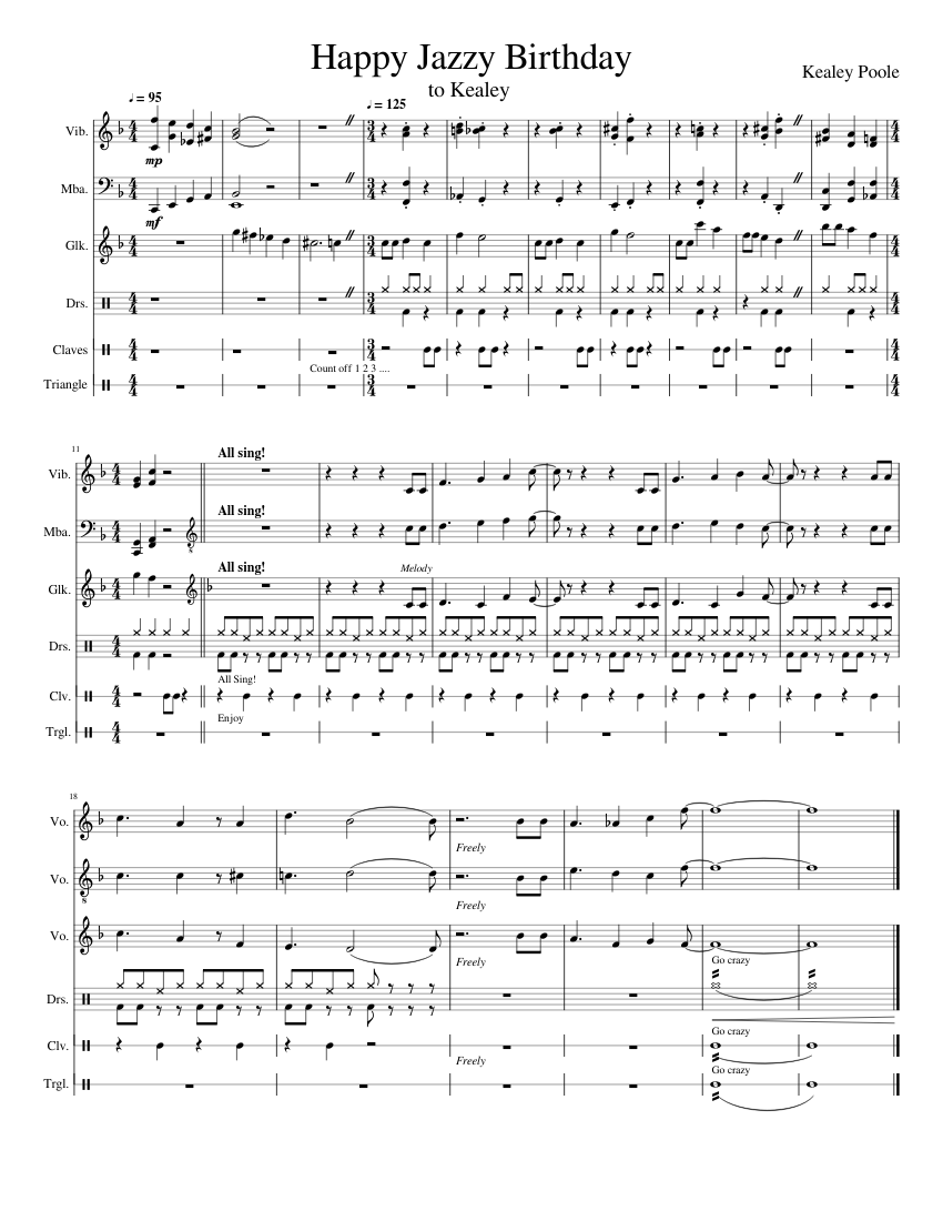 Happy Jazzy Birthday Sheet music for Vibraphone, Glockenspiel, Drum ...