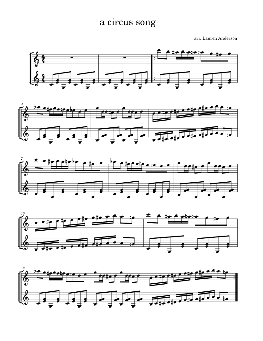 a circus song Sheet Music for Marimba (Percussion Duet) | MuseScore.com