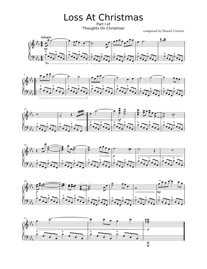 Loss At Christmas - Daniel Cornett Sheet music for Piano (Solo) Easy ...