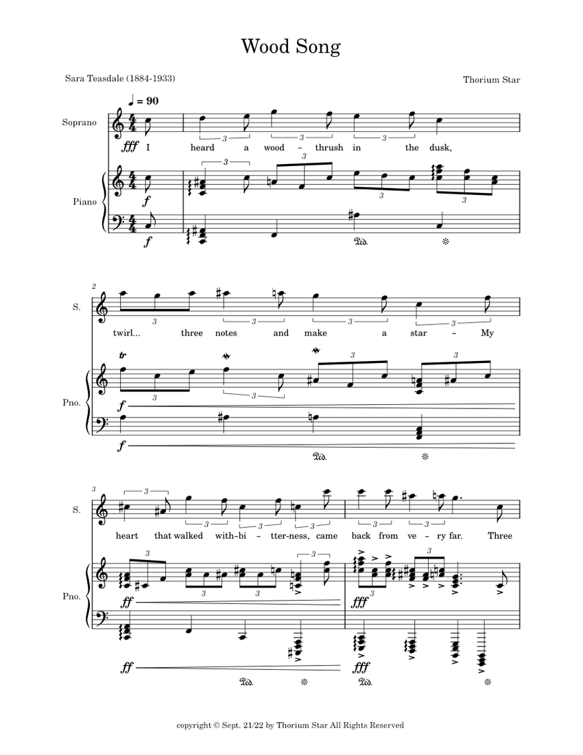 Wood Song Sheet music for Piano, Soprano (Piano-Voice) | Musescore.com