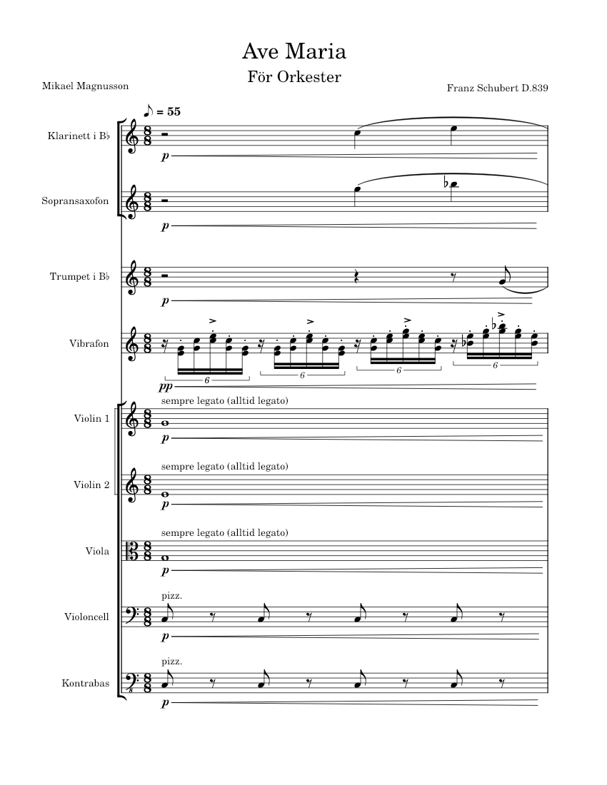 Ave Maria, D.839 – Franz Schubert Ave_Maria Sheet music for Clarinet in b-flat, Trumpet in b ...