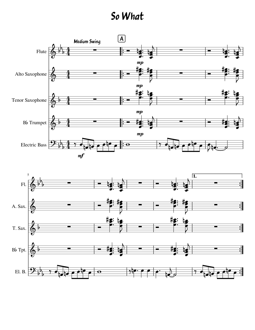 So_What Sheet music for Flute, Saxophone alto, Saxophone tenor, Trumpet ...