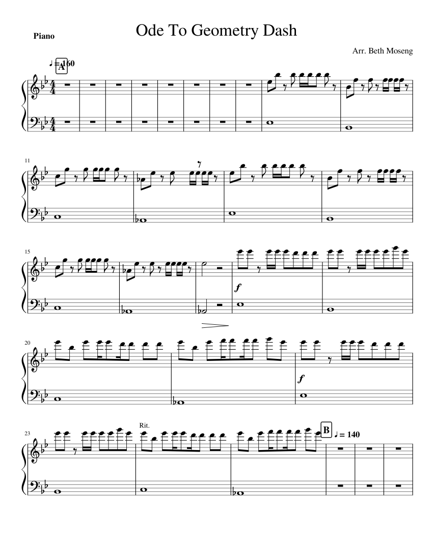 Ode To Geometry Dash Piano Sheet music for Piano (Solo) | Musescore.com