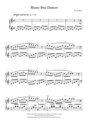 Play Official version of Music box dancer Sheet Music by Frank Mills ...