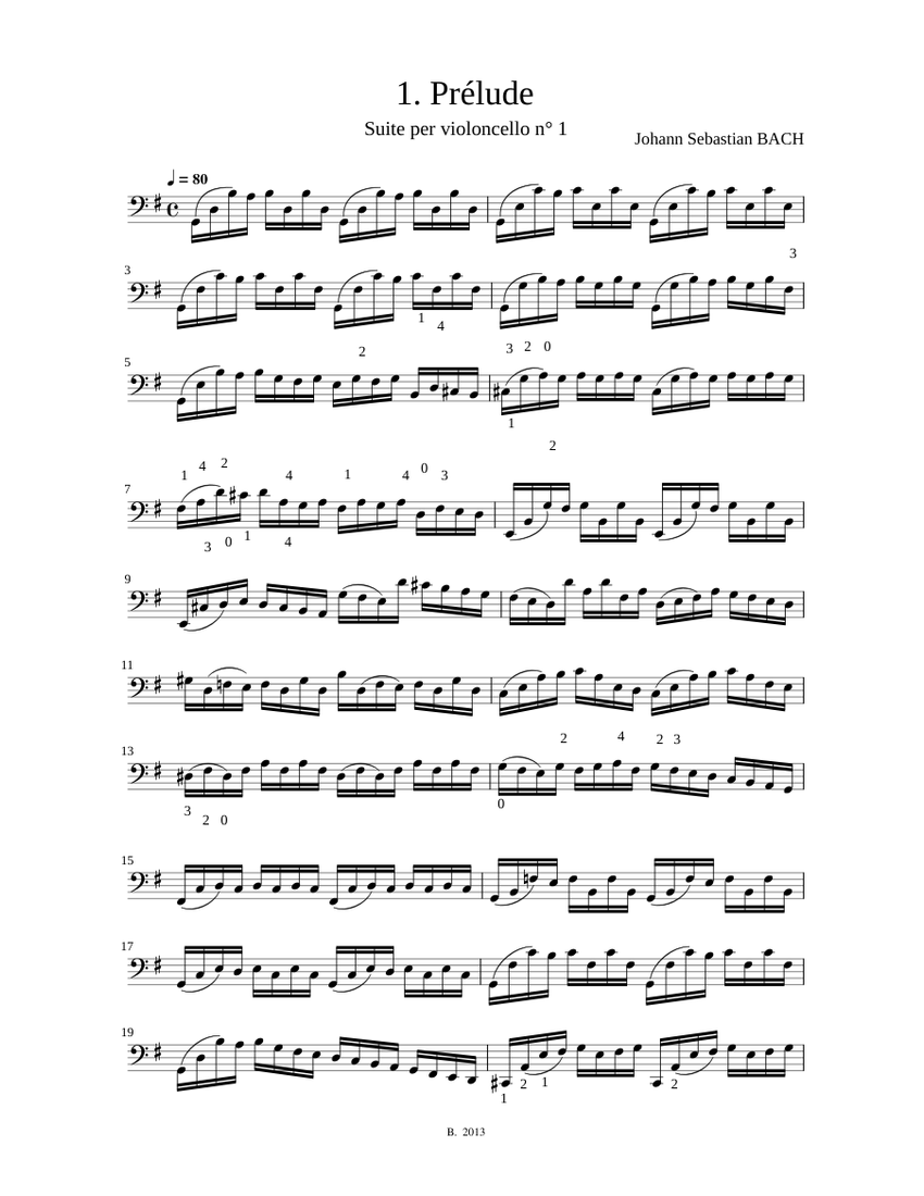 Cello Suite No. 1 – Johann Sebastian Bach Sheet music for Cello (Solo ...