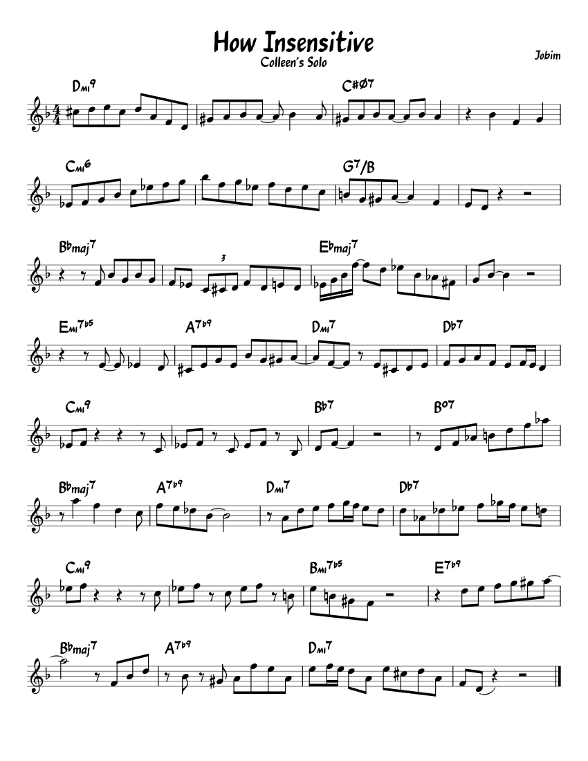 How Insensitive Sheet music for Piano (Solo) Easy | Musescore.com