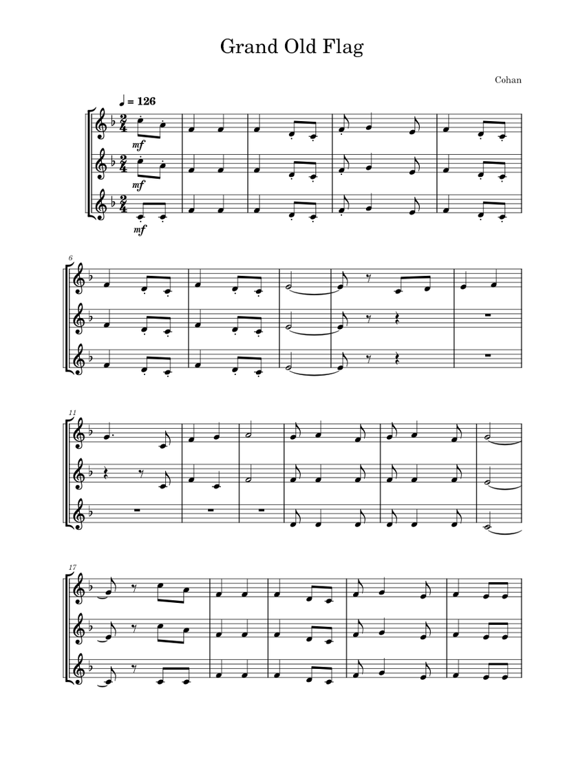 GRAND OLD FLAG Sheet music for Trumpet in b-flat (Brass Trio ...