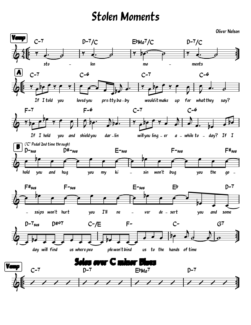 Stolen_Moments Sheet Music with Chords for Piano (Solo) Easy ...