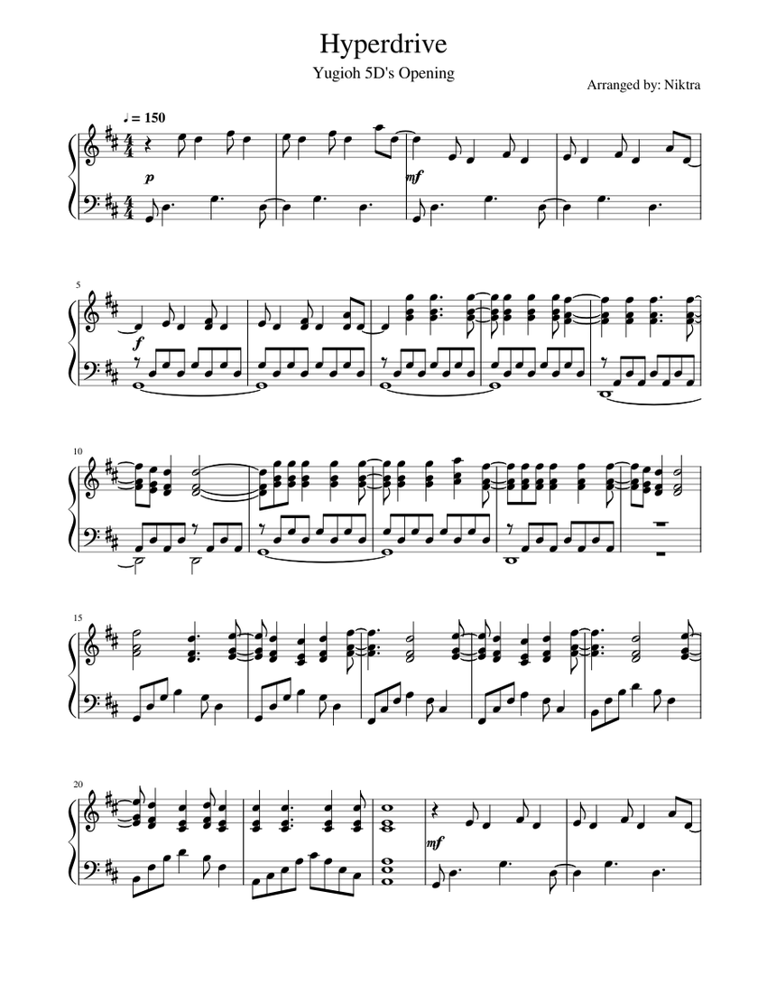 Hyperdrive Sheet music for Piano (Solo) | Musescore.com