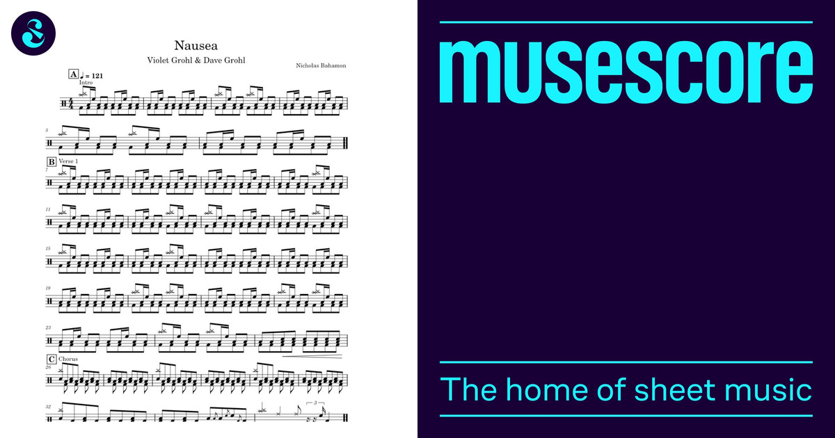 Nausea - Violet Grohl and Dave Grohl Sheet Music for Drum group (Solo ...