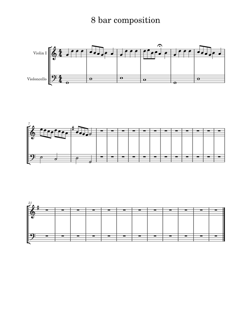 8 bar composition Sheet music for Violin, Cello (Solo) | Musescore.com
