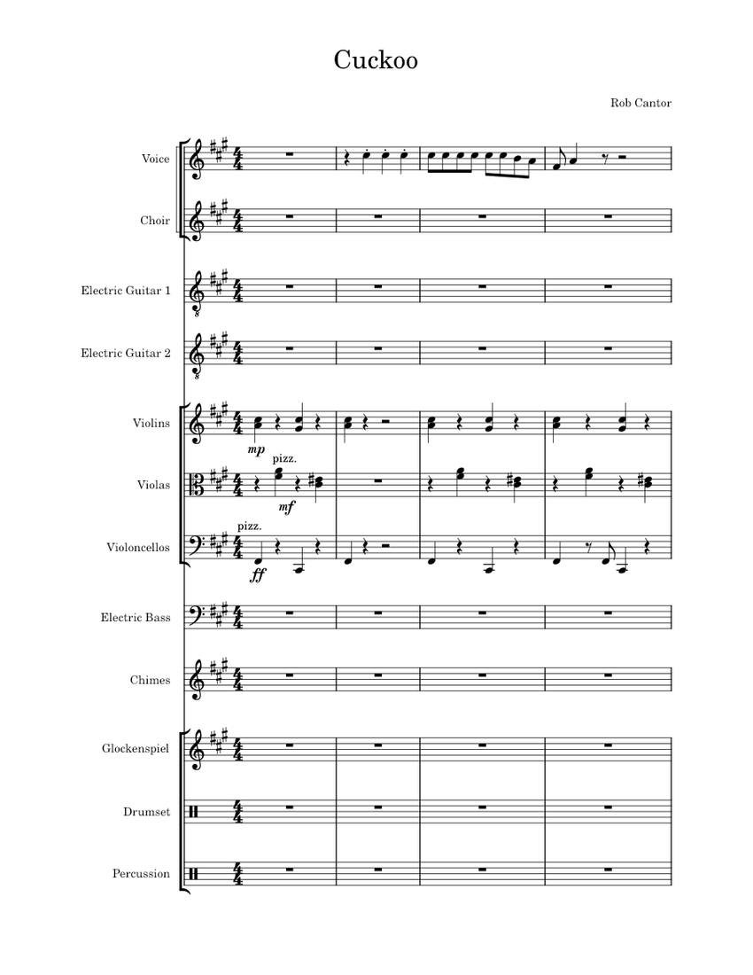 Cuckoo – Rob Cantor (WIP) Sheet music for Vocals, Glockenspiel, Guitar ...