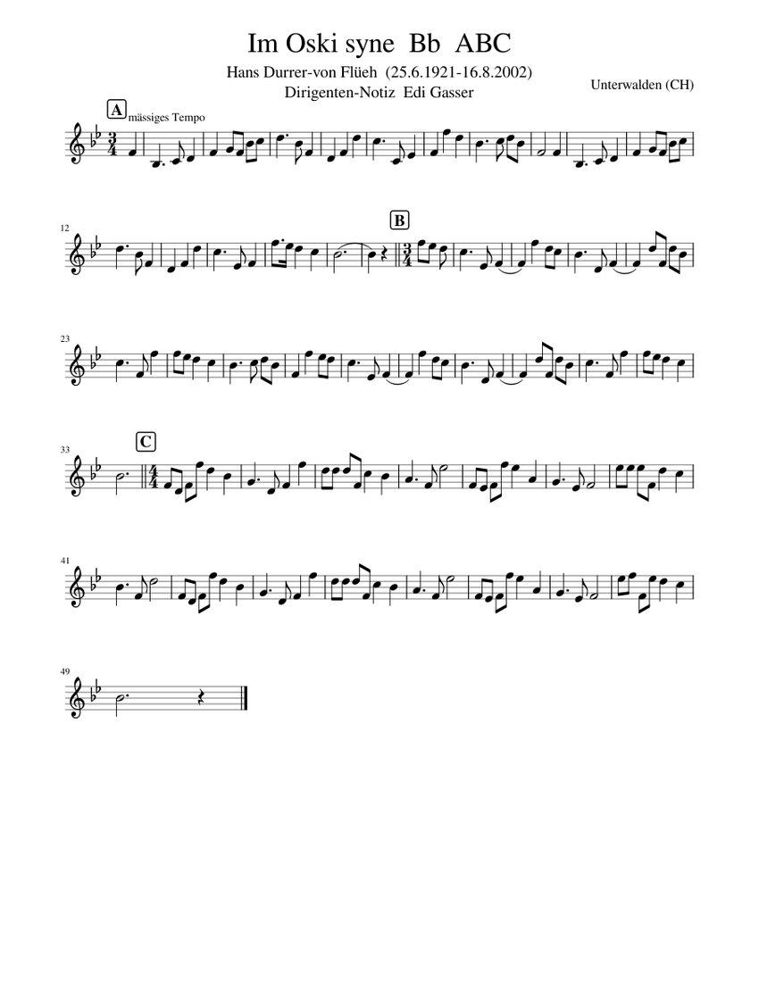Im Oski syne Bb ABC Sheet music for Piano (Solo) | Musescore.com