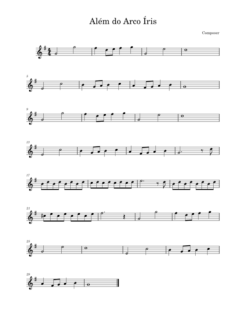 Além do Arco-Íris – Luiza Possi Sheet Music for Piano (Solo) Easy | MuseScore.com