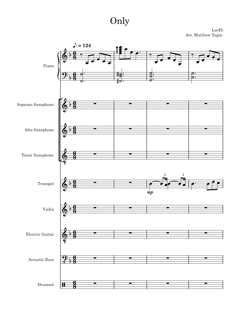 Only Sheet Music for Piano, Saxophone alto, Saxophone tenor, Violin ...