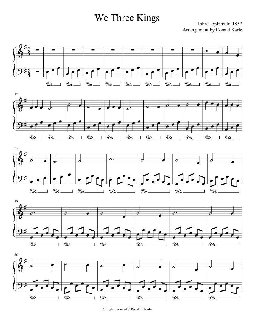 We Three Kings Sheet music for Piano (Solo) Easy | Musescore.com