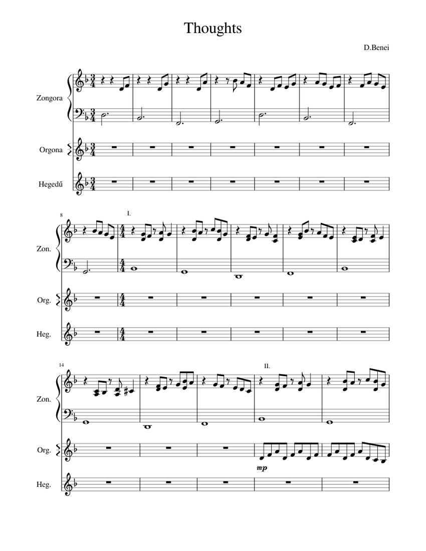 Thoughts Sheet music for Piano, Organ, Violin (Mixed Trio) | Musescore.com