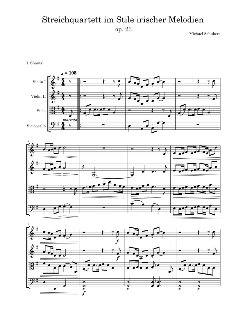 String Quartet in the Style of Irish Folk Tunes, op. 23 - M. Schubert ...