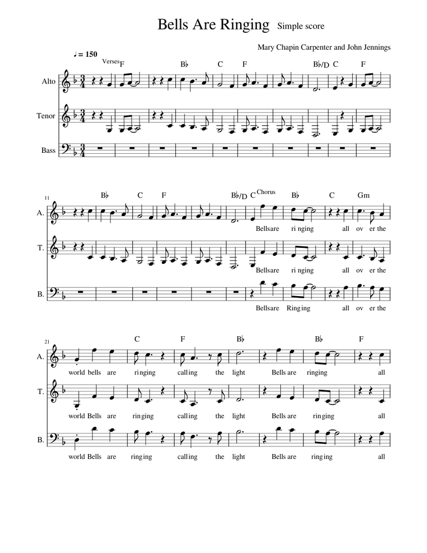 Bells_Are_Ringing Sheet Music for Alto, Tenor, Bass voice (Choral ...