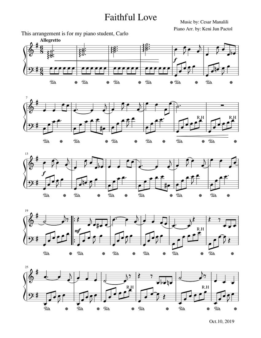 Faithful Love Sheet Music for Piano (Solo) easy | MuseScore.com