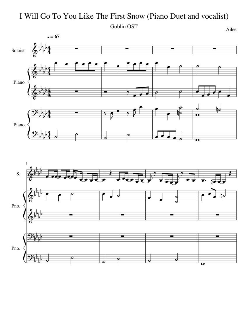 I Will Go To You Like The First Snow (Piano Duet and sololist) Goblin OST by Ailee - piano tutorial