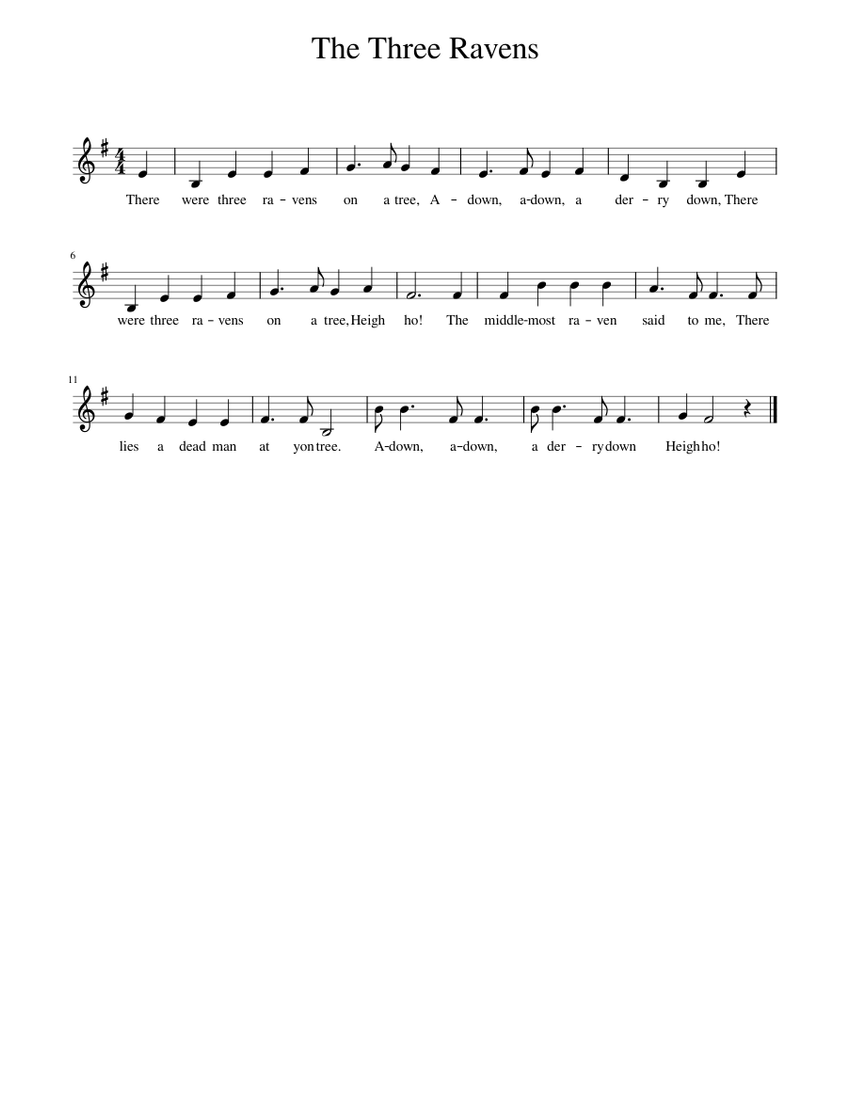 The Three Ravens Sheet music for Piano (Solo) | Musescore.com