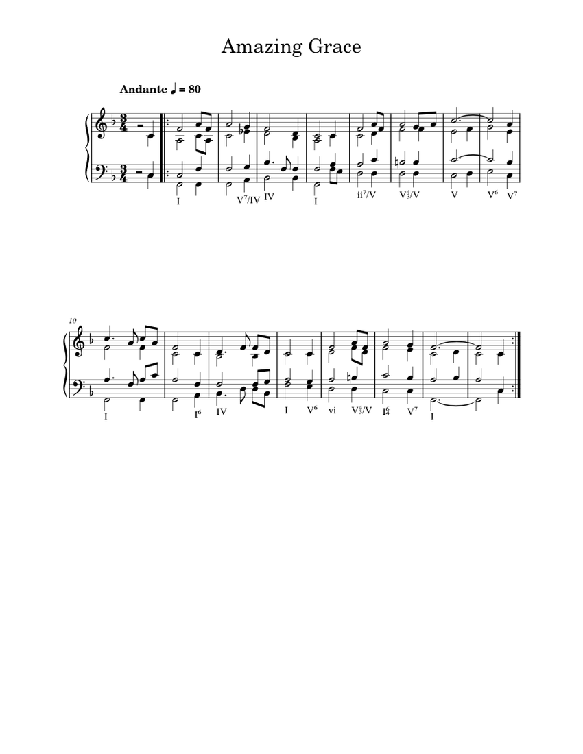 Amazing Grace – John Newton Sheet music for Piano (Solo) Easy ...