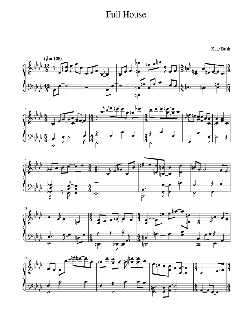 Fullhouse – Kate Bush Sheet music for Piano (Solo) | Musescore.com