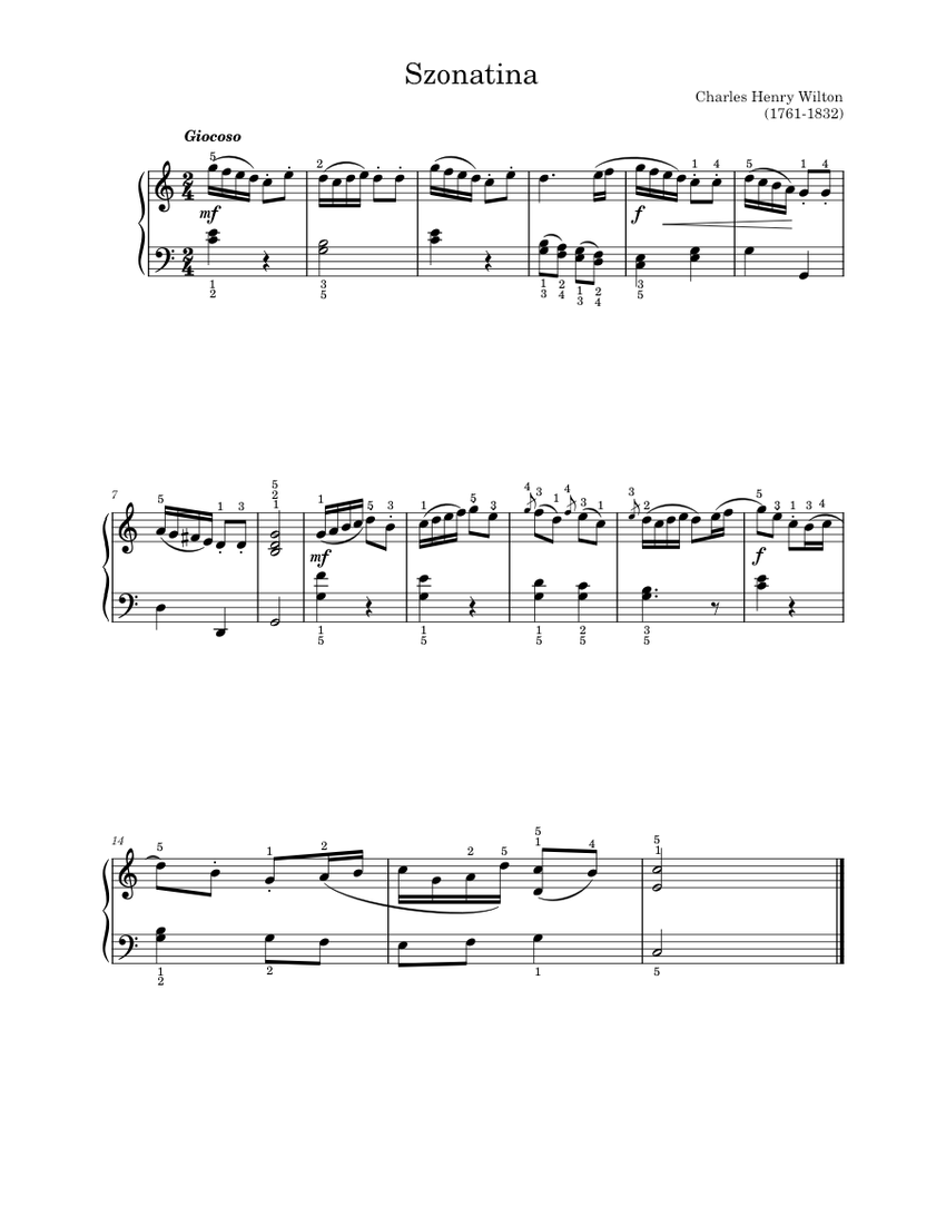 Sonatina In C – Charles Henry Wilton Sheet music for Piano (Solo) Easy ...