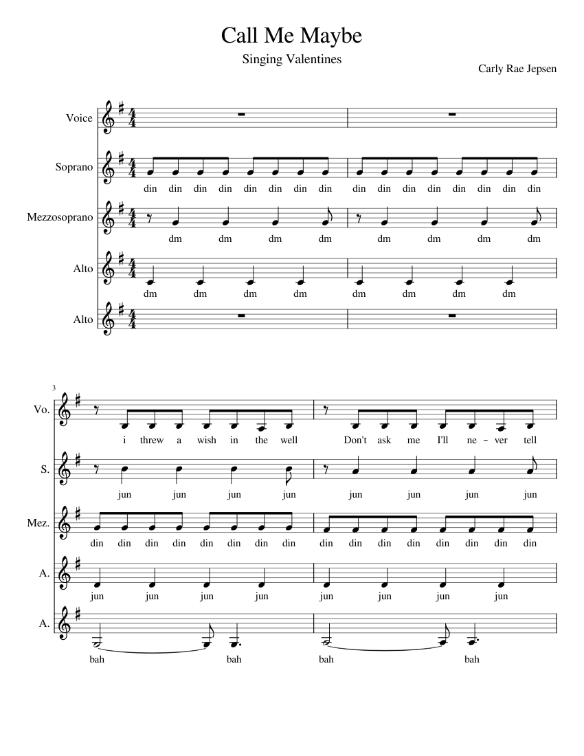 Call me maybe – Carly Rae Jepsen call me maybe Sheet Music for Piano ...