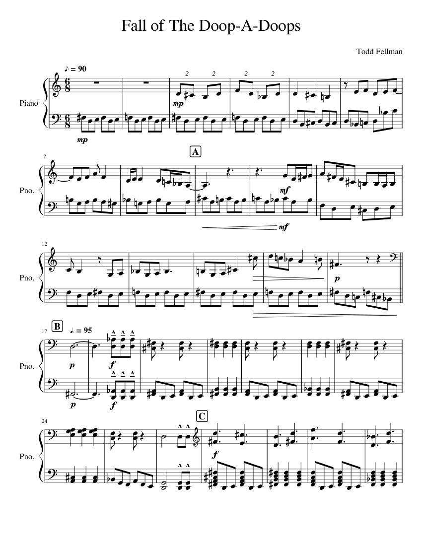 Fall of The Doop-A-Doops Sheet music for Piano (Solo) | Musescore.com