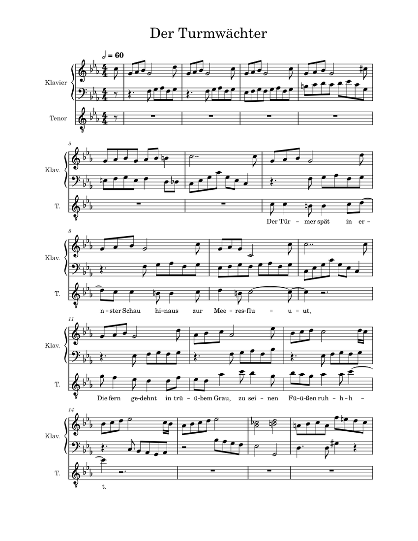 Lied Sheet music for Piano, Tenor (Piano-Voice) | Musescore.com