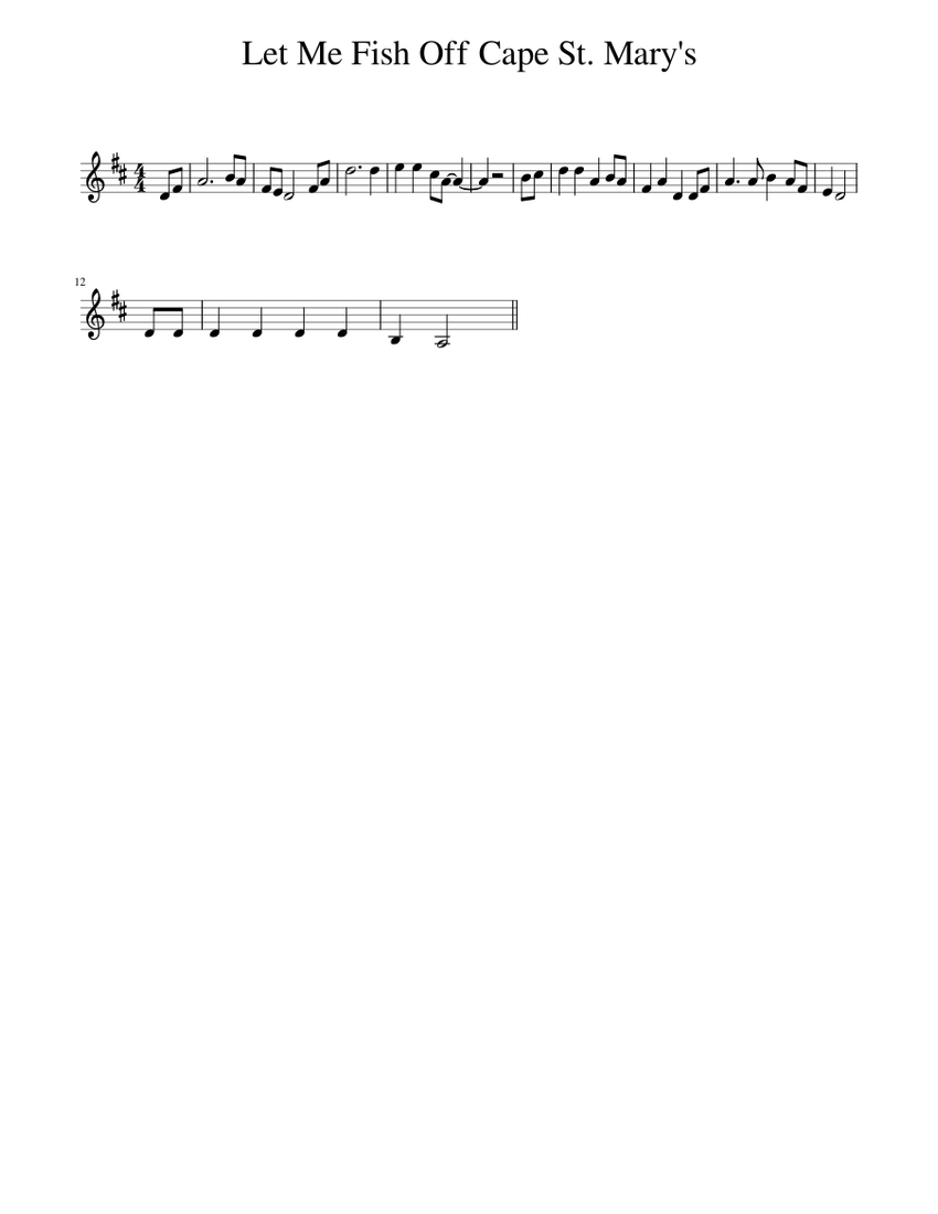 Let Me Fish Off Cape St. Mary's Sheet Music for Piano (Solo) easy ...