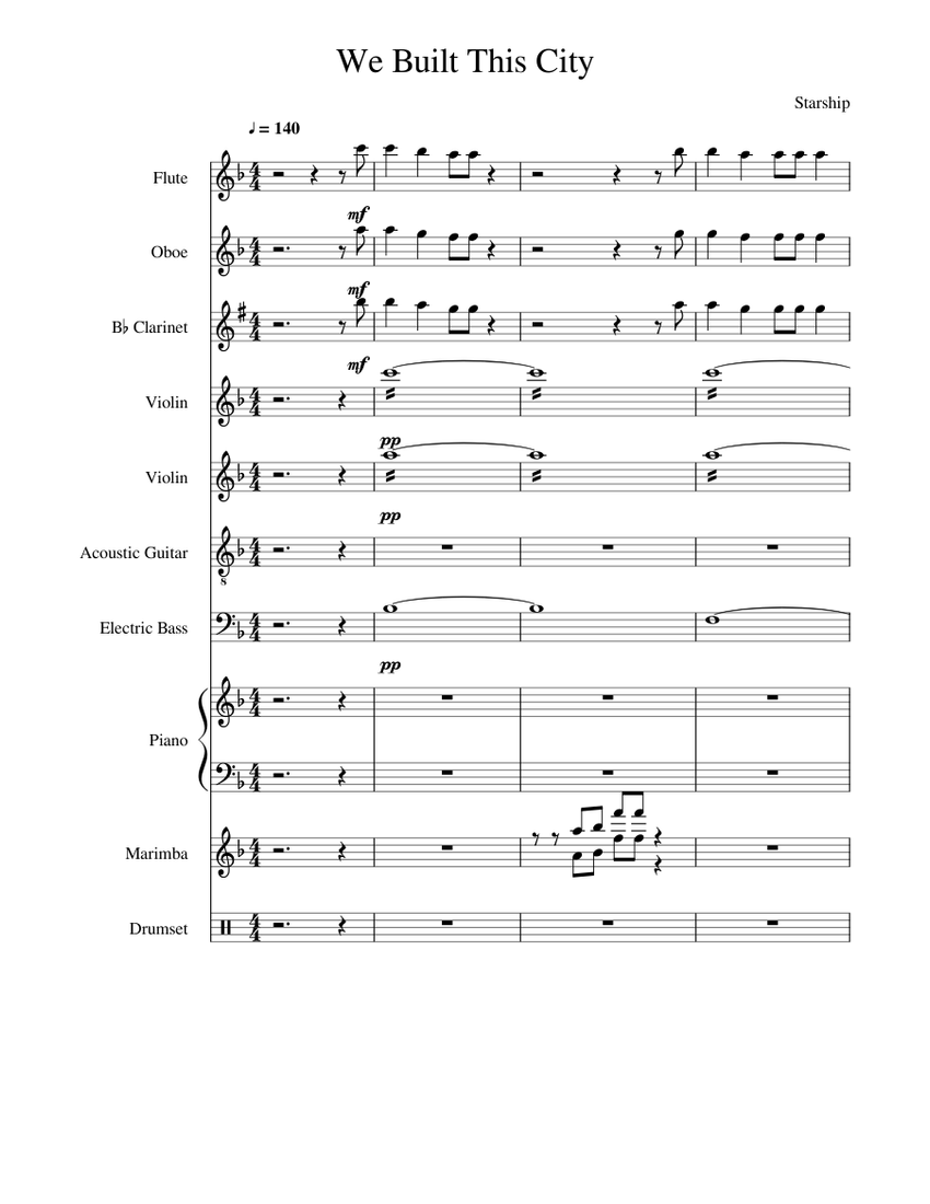 We Built This City Sheet Music with Chords for Piano, Flute, Oboe ...