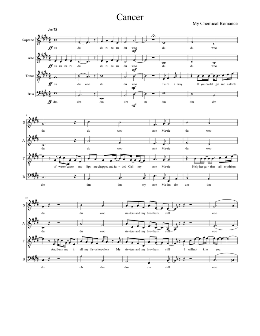 Cancer - My Chemical Romance / Twenty One Pilots Sheet music for Piano ...