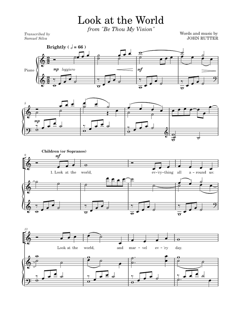 Look at the World - John Rutter - piano tutorial