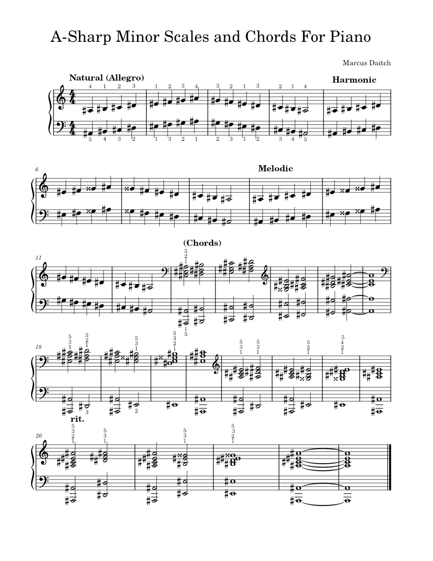 A-Sharp Minor Scales and Chords For Piano Sheet Music for Piano (Solo ...