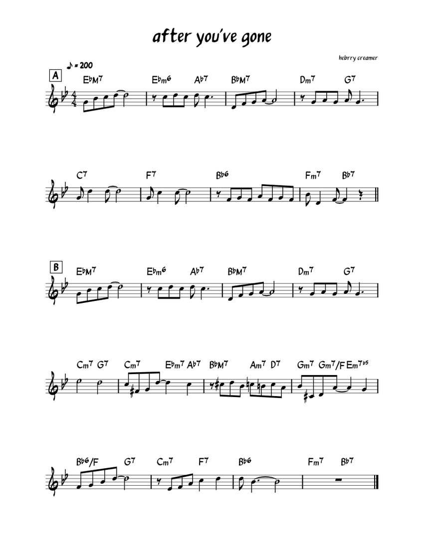 after you've gone Sheet music for Piano (Jazz Band) | Musescore.com