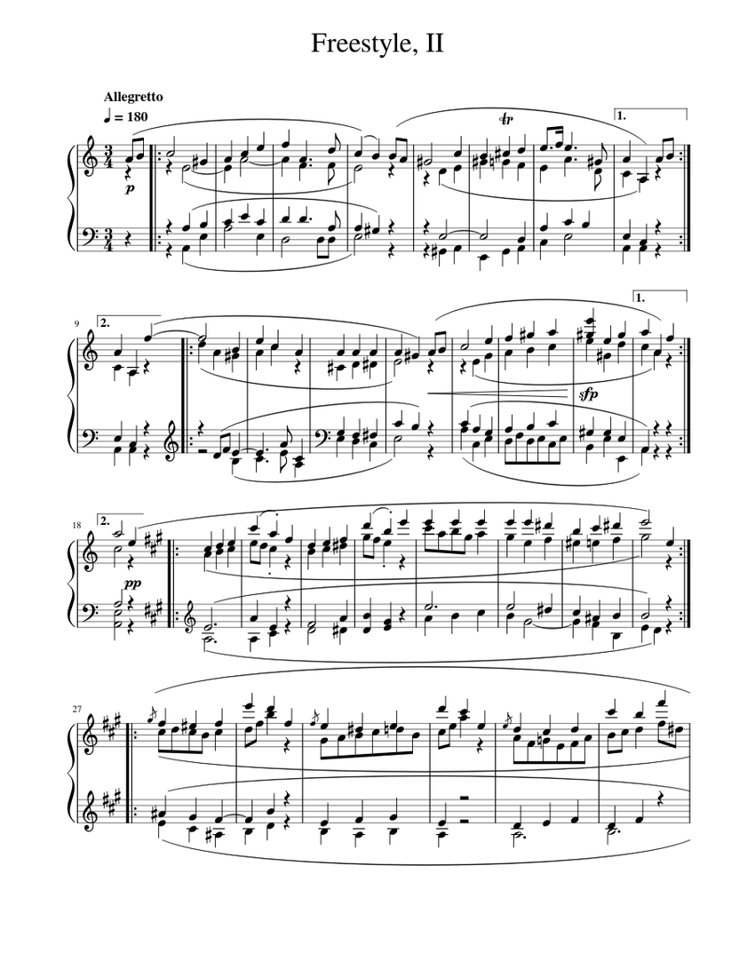 Freestyle, II Sheet Music for Piano (Solo) | MuseScore.com