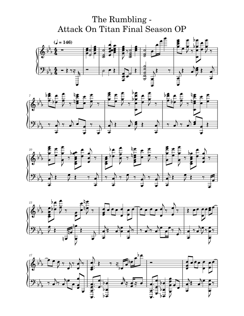 The Rumbling – Sim Sheet music for Piano (Solo) | Musescore.com